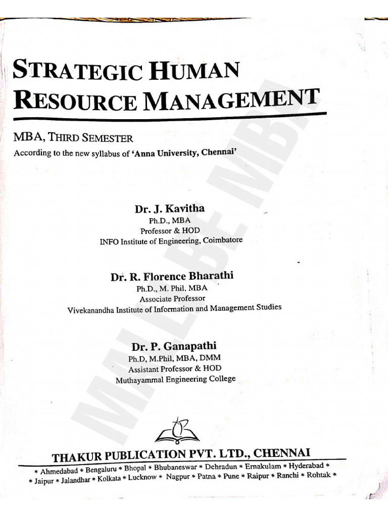 Ba4015 Strategic Human Resource Management Full Book | PDF