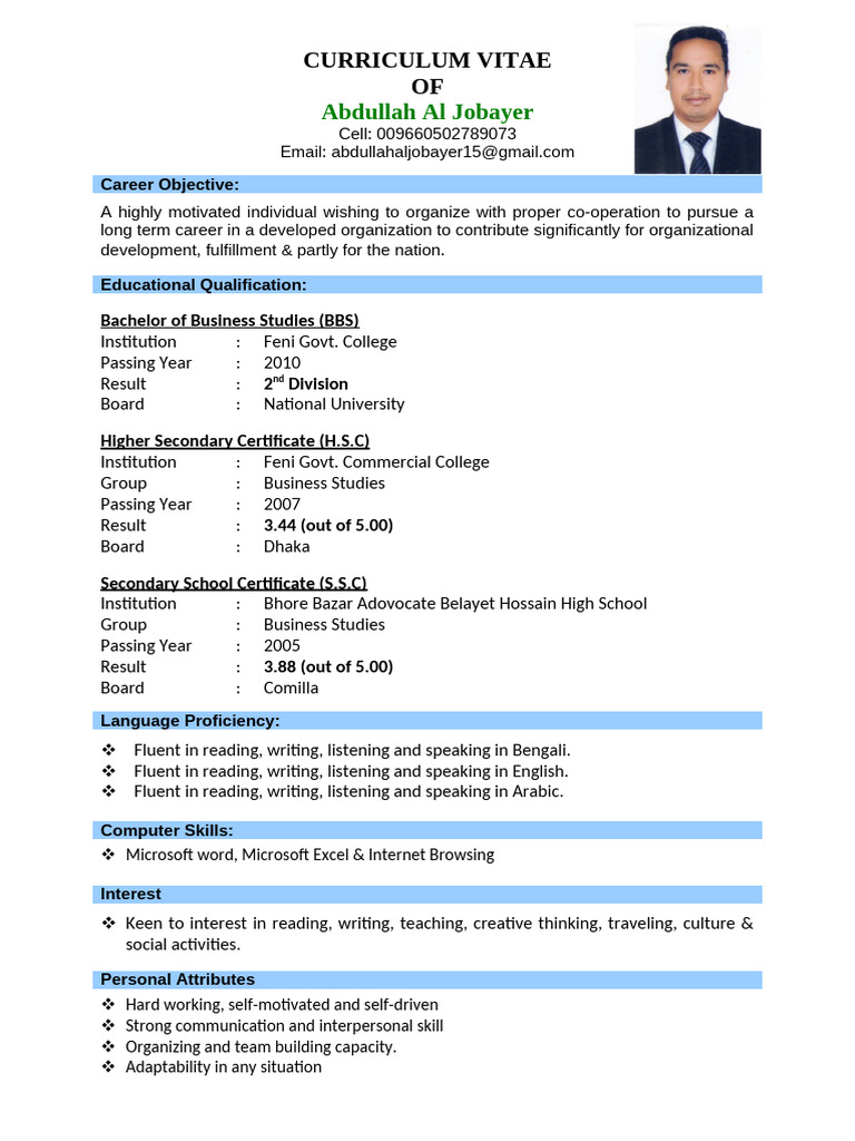 Special CV Formate | PDF