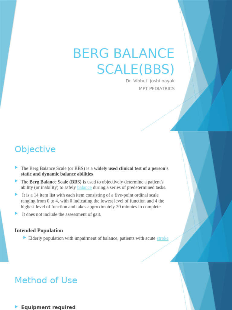 Berg Balance Scale(Bbs) | PDF