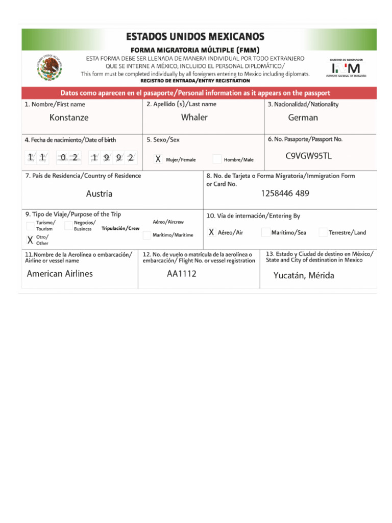 Forma Migratoria | PDF