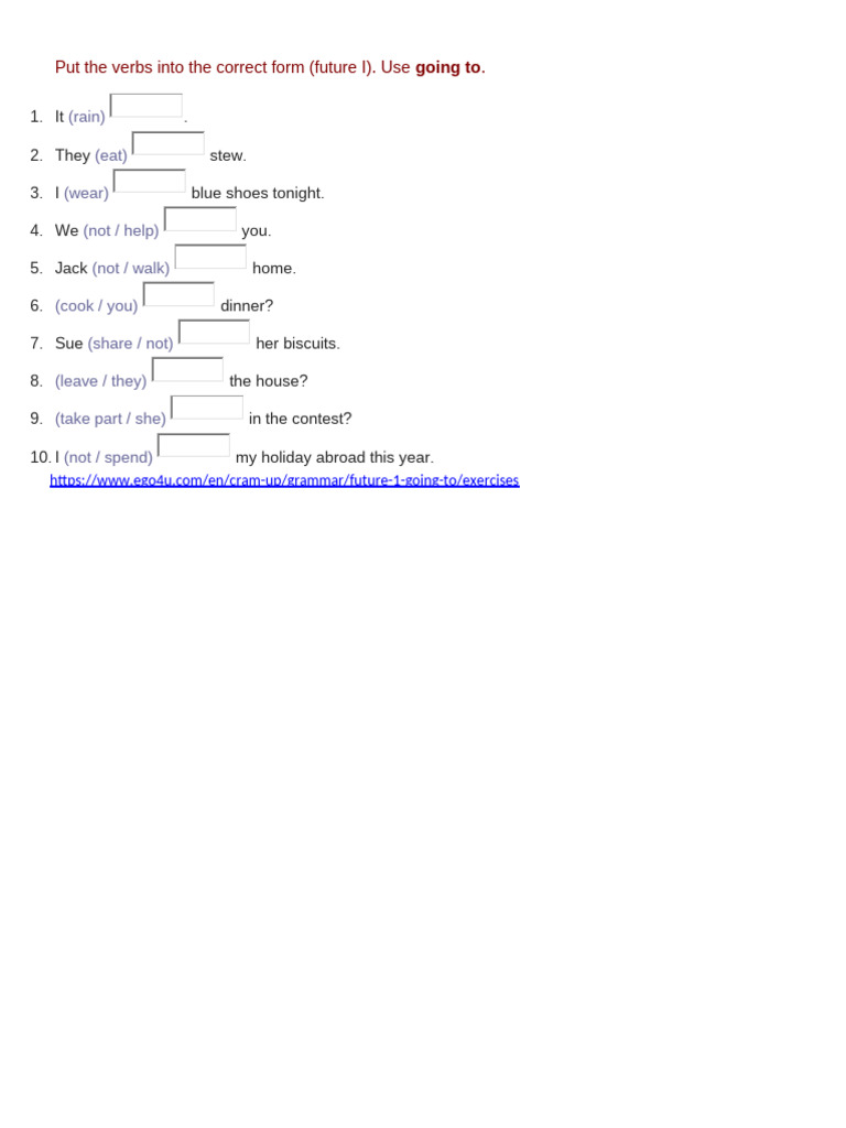 Going To - Exercises | PDF