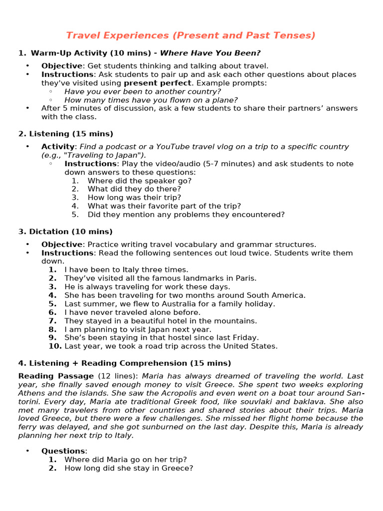LESSON PLAN_TRAVELING | PDF