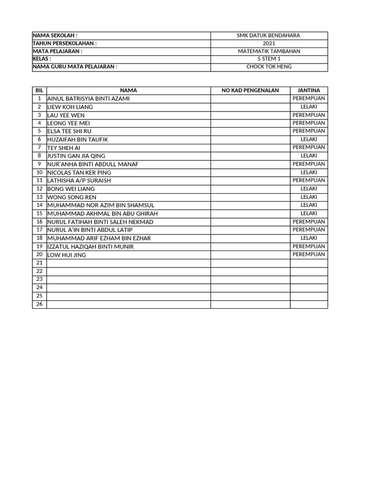 Borang Rekod Transit Tingkatan 5 2021 | PDF