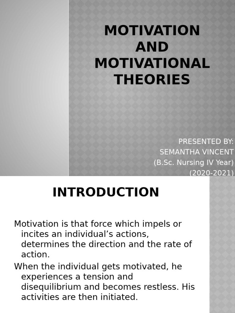 Motivation and Motivational Theories. | PDF