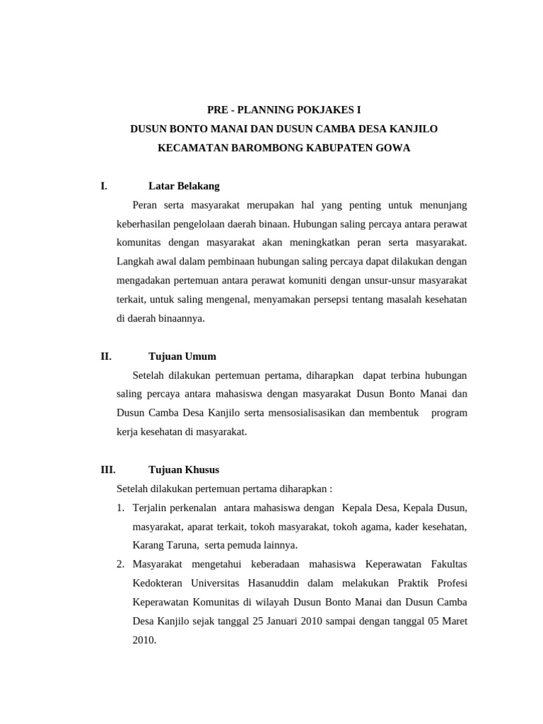 Pre Planning MMD I | PDF