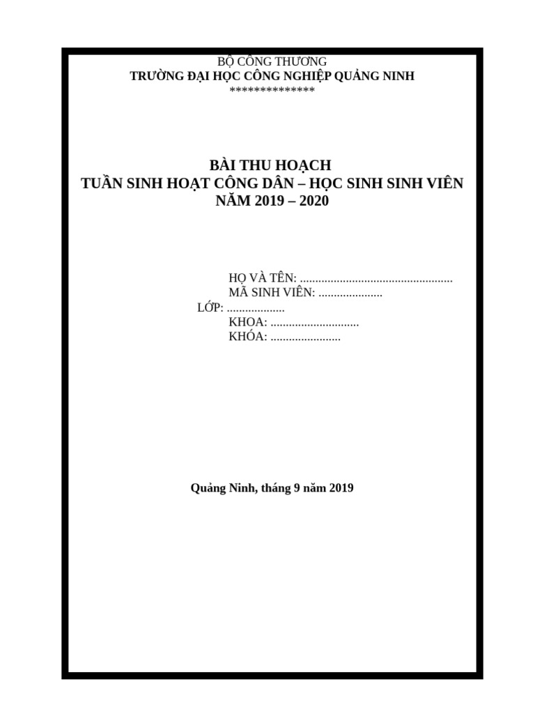 Mau Bia Va Danh Sach Thu Bai TSHCDHSSV Nam 2019 | PDF
