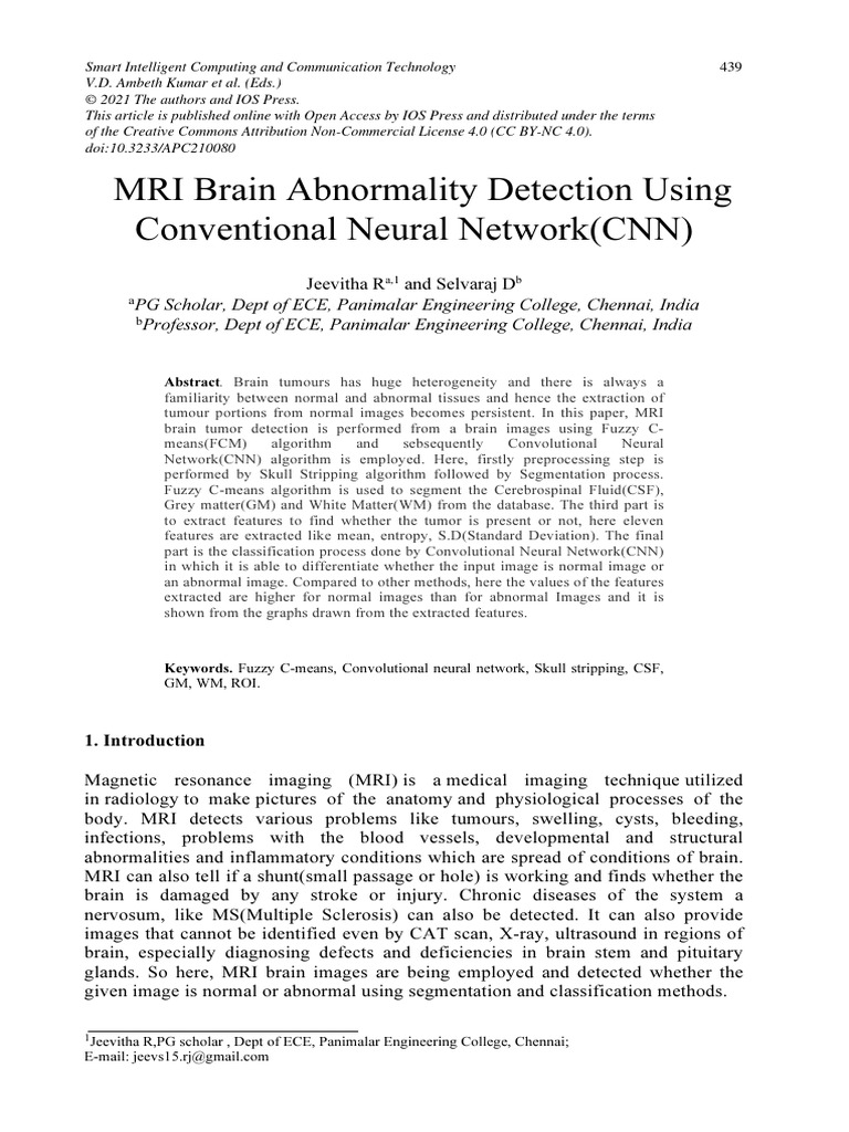 MRI Brain Abnormality Detection Using CNN | PDF