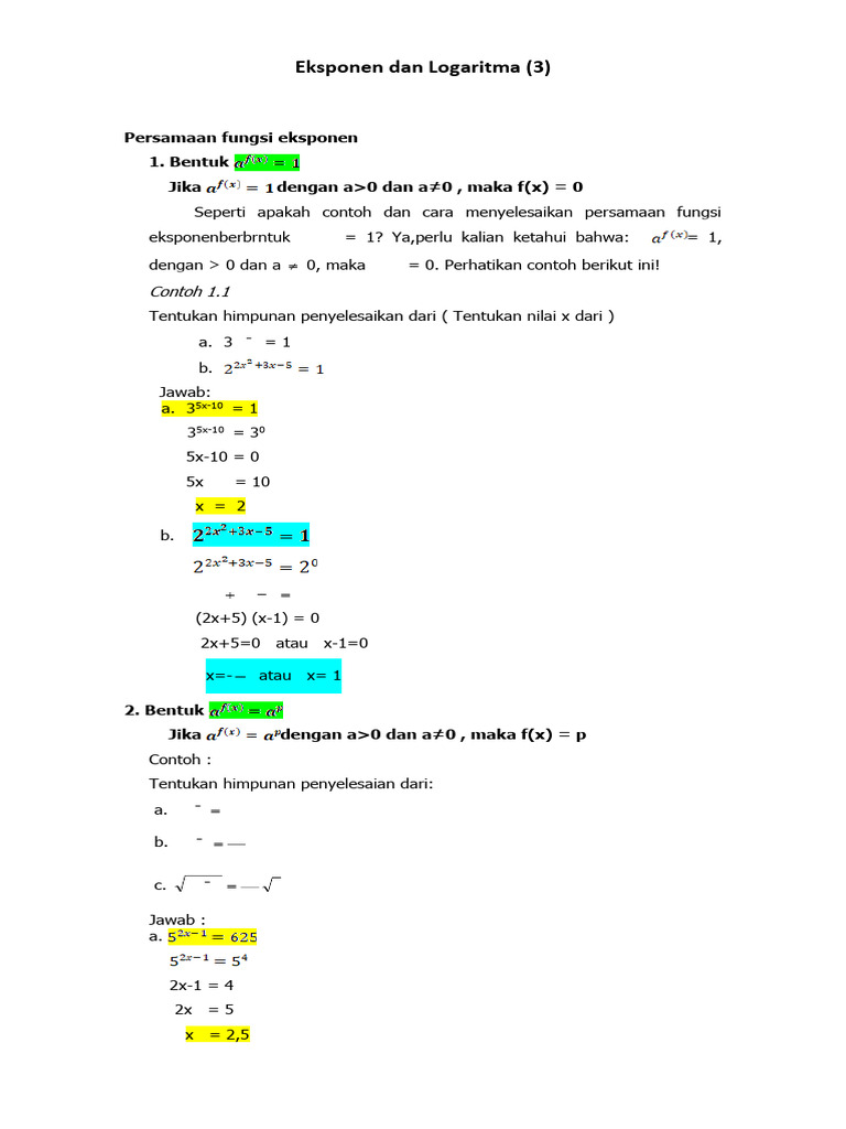 MODUL Dan LK 3. Persamaan Fungsi Eksponen | PDF