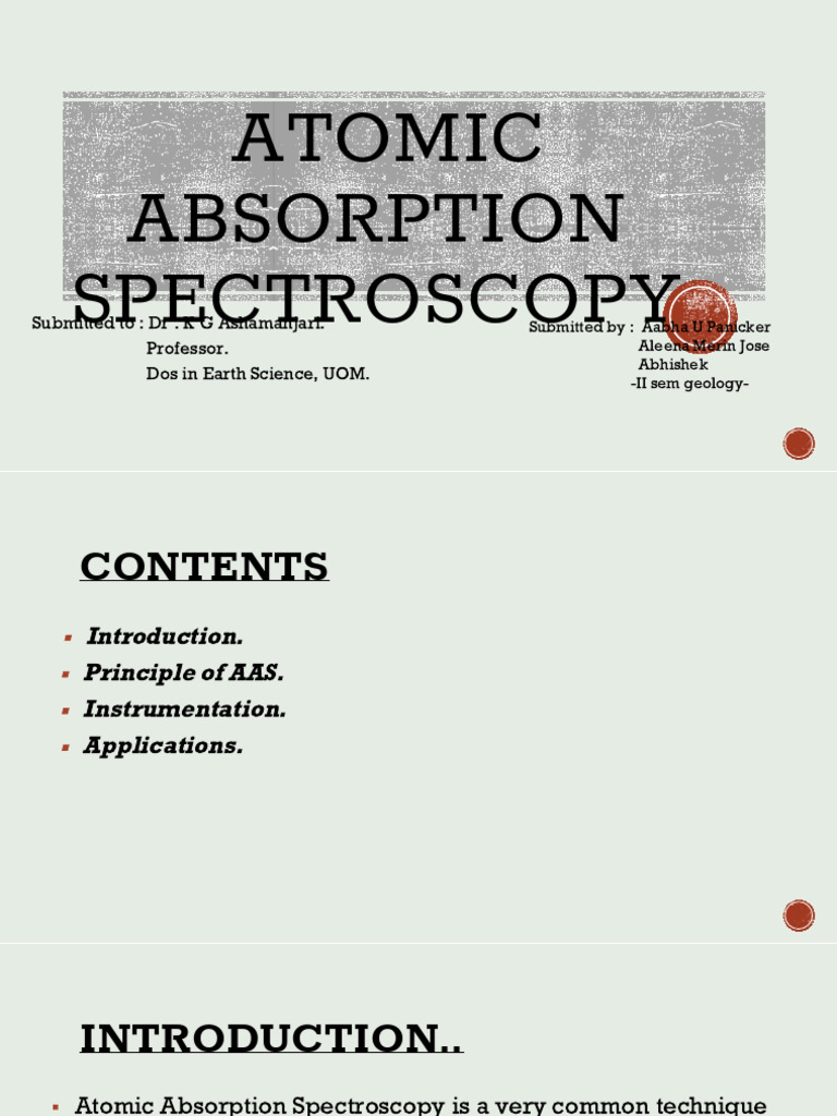 Atomic Absorption Spectroscopy - Aabha 123 | PDF