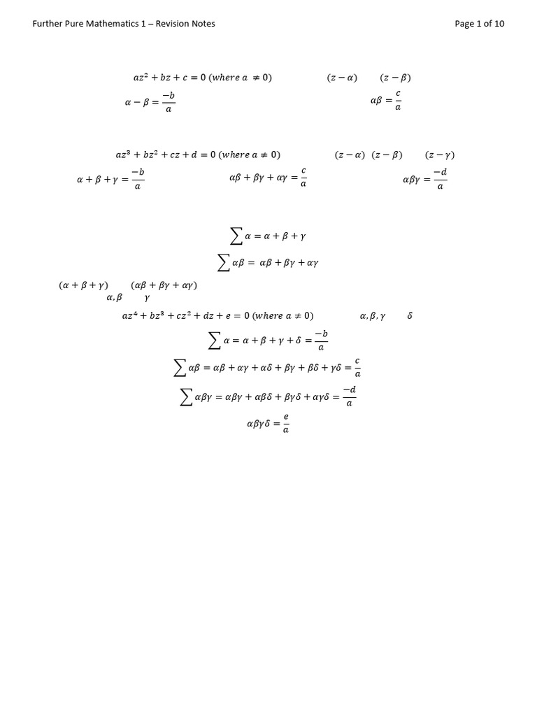 Further Pure 1 Notes | PDF