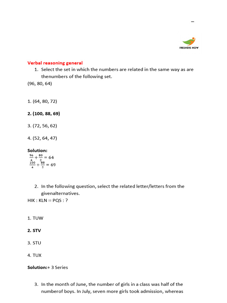 Tech Mahindra Reasoning Questions Answers Paper 2 | PDF