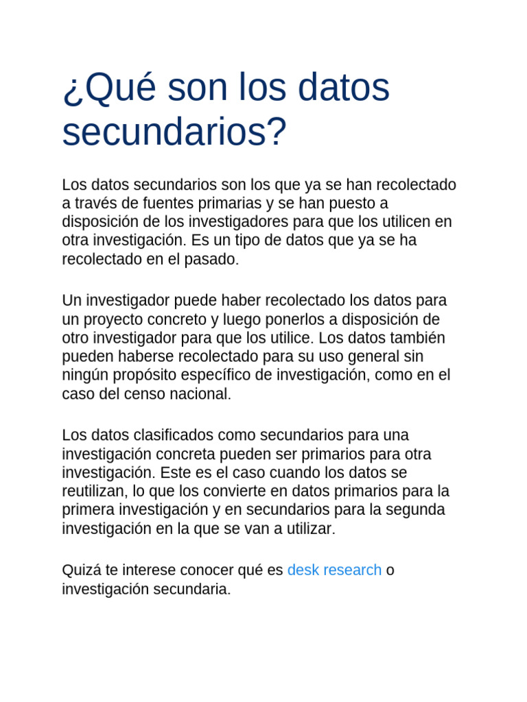Que Son Datos Secundarios | PDF | Internet | Crecimiento personal y ...