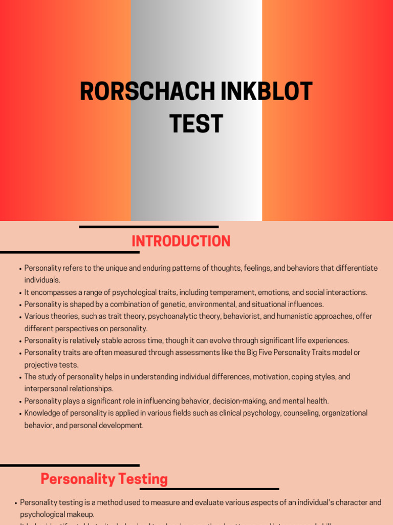 Rorschach Inkblot Test | PDF