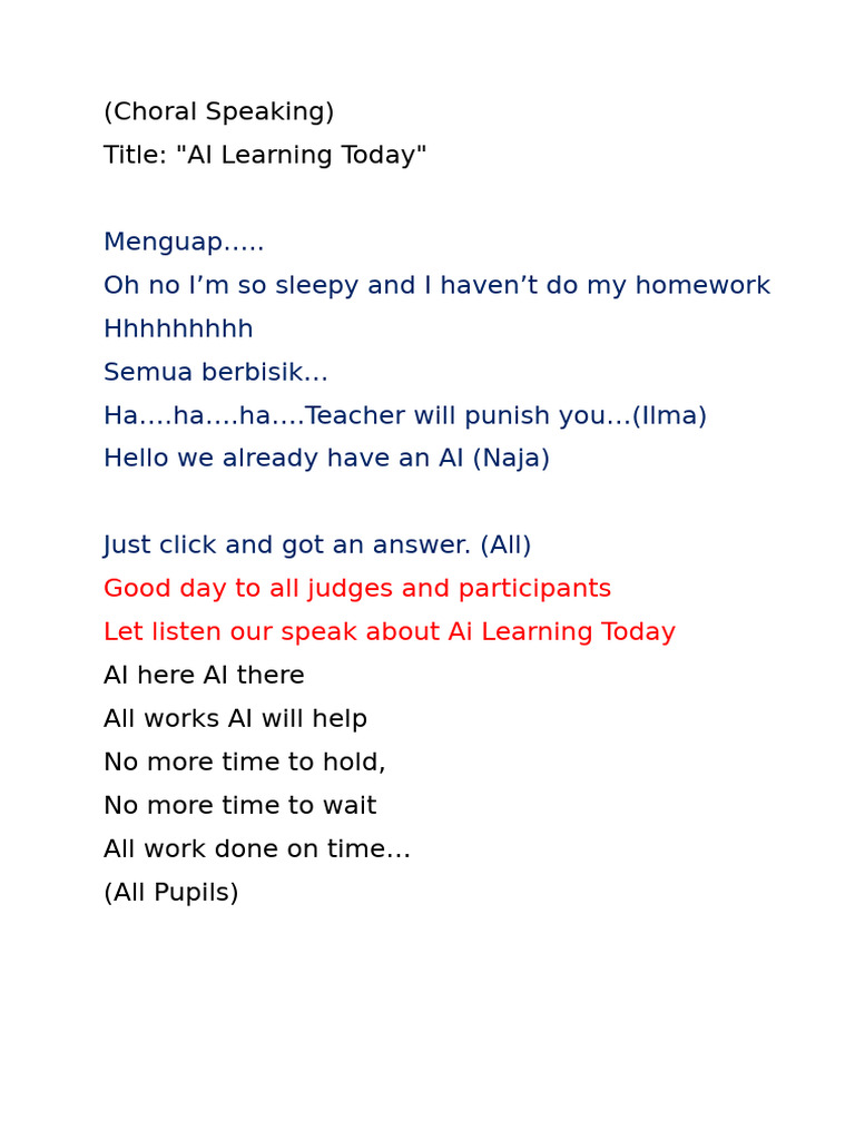 Script Choral Speaking | PDF