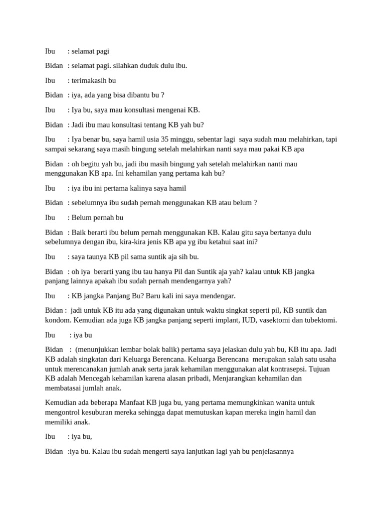 percakapan tentang KB | PDF