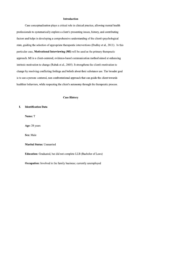 Motivational Interviewing Case For Substance Use | PDF