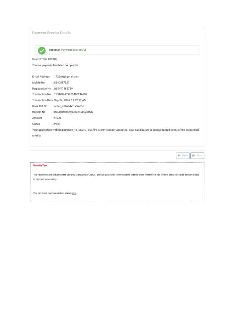 RRB NTPC 10+2 Fee Receipt | PDF