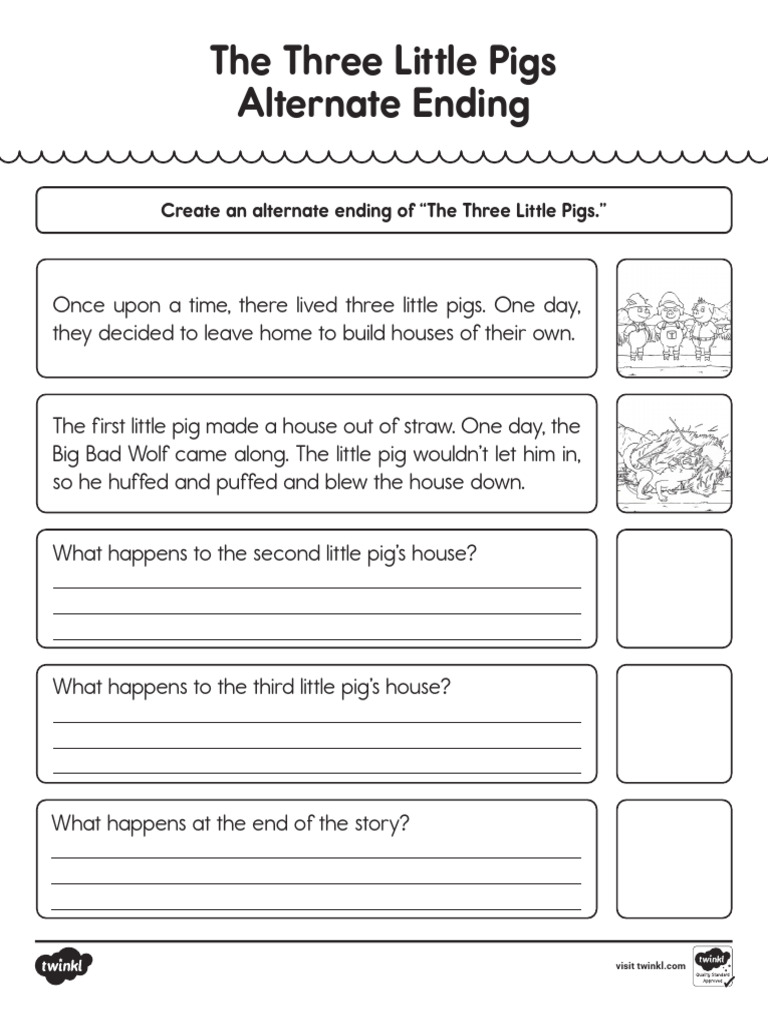 BW Three Little Pigs Alternate Ending For K-2nd Grade | PDF