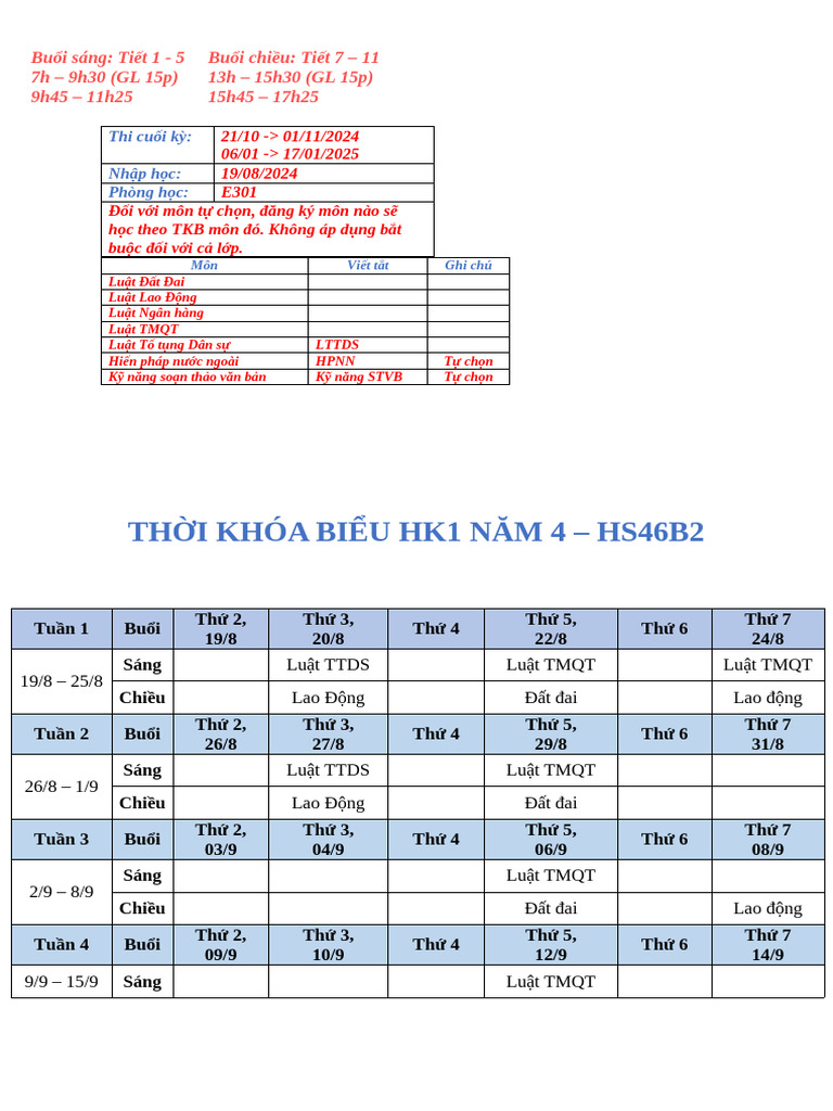 TKB HK1 Năm 4 HS46B2 | PDF