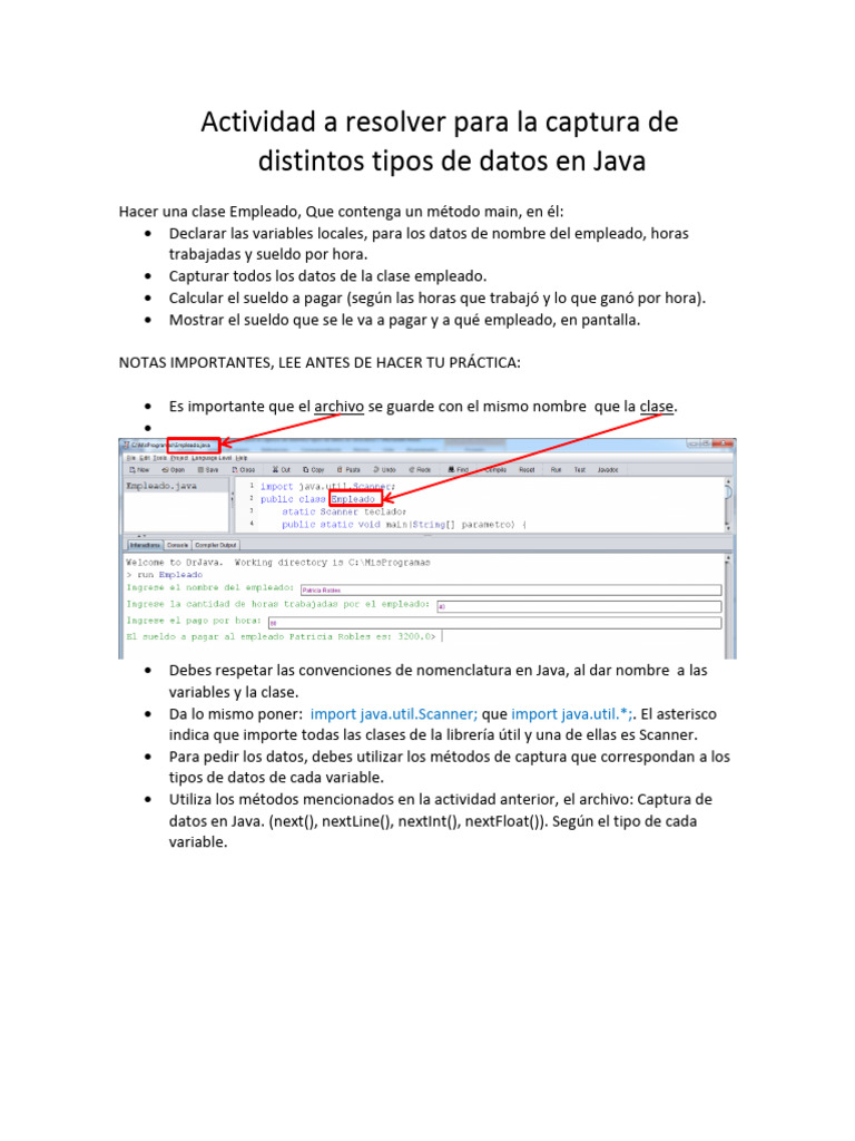 Actividad A Resolver para La Captura de Distintos Tipos de Datos en ...