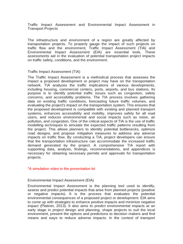 TIA and EIA Assignment Draft | PDF