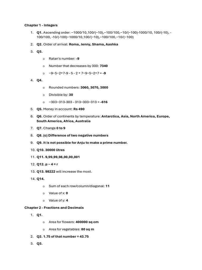 All Chapter CBE Maths Answers | PDF