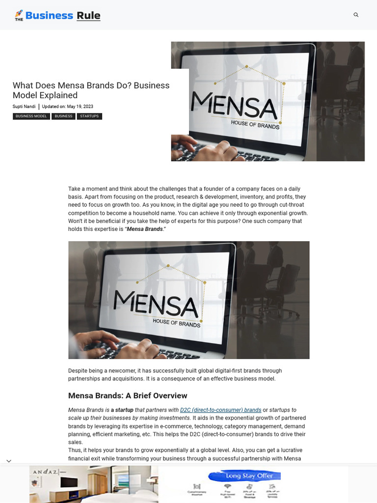 What Does Mensa Brands Do - Business Model Explained | PDF