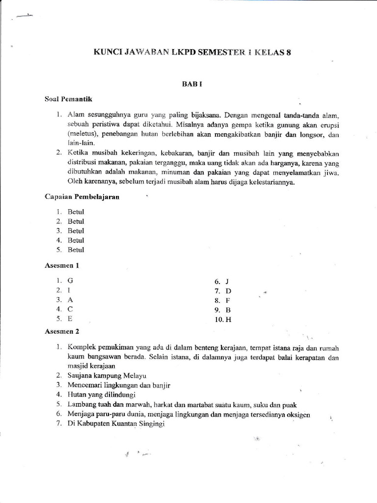 LKPD KLS 8 SMT 1 | PDF