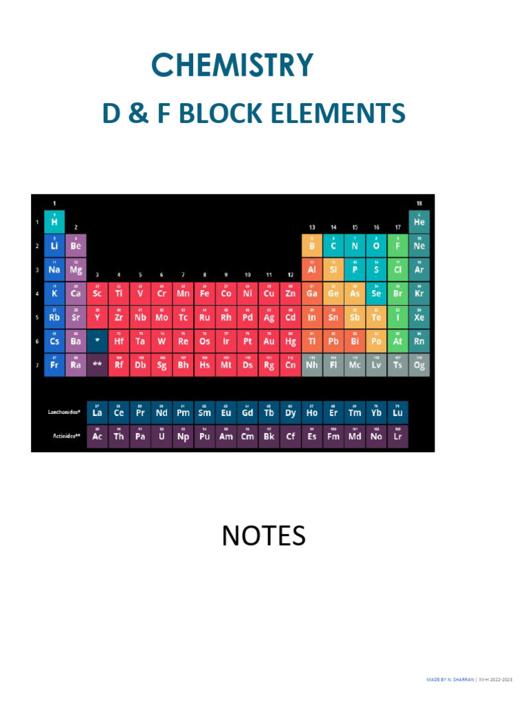 Chem 12 Notes | PDF | Transition Metals | Lanthanide