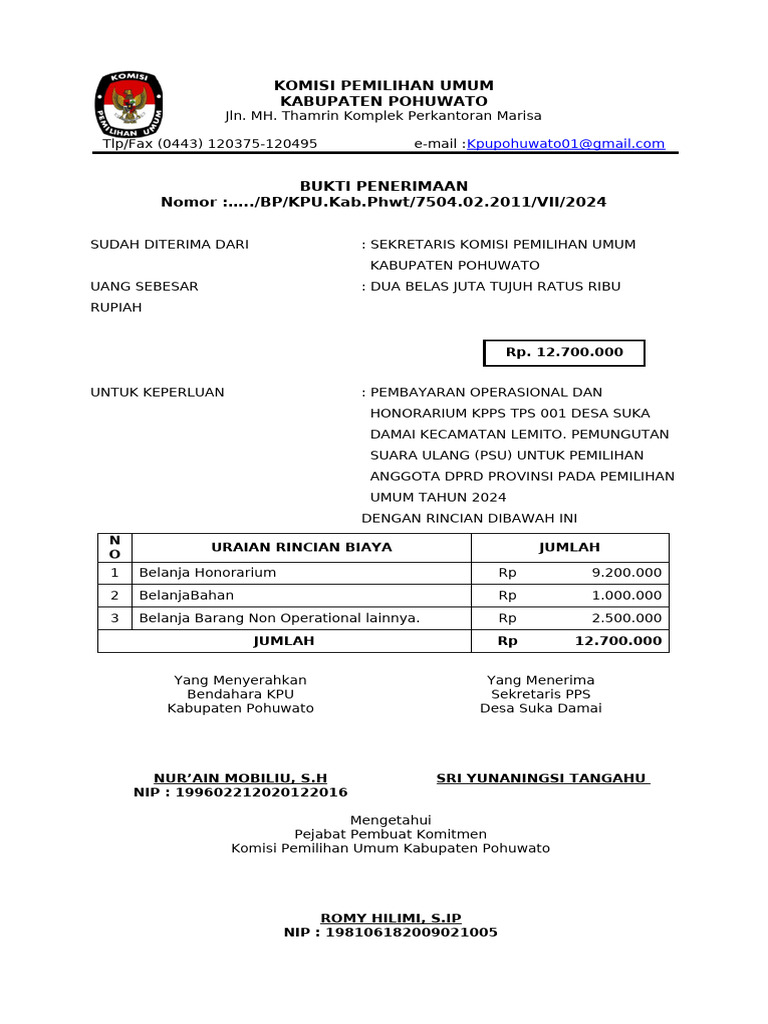 Bukti Penerimaan Format DN.03.C-1 | PDF