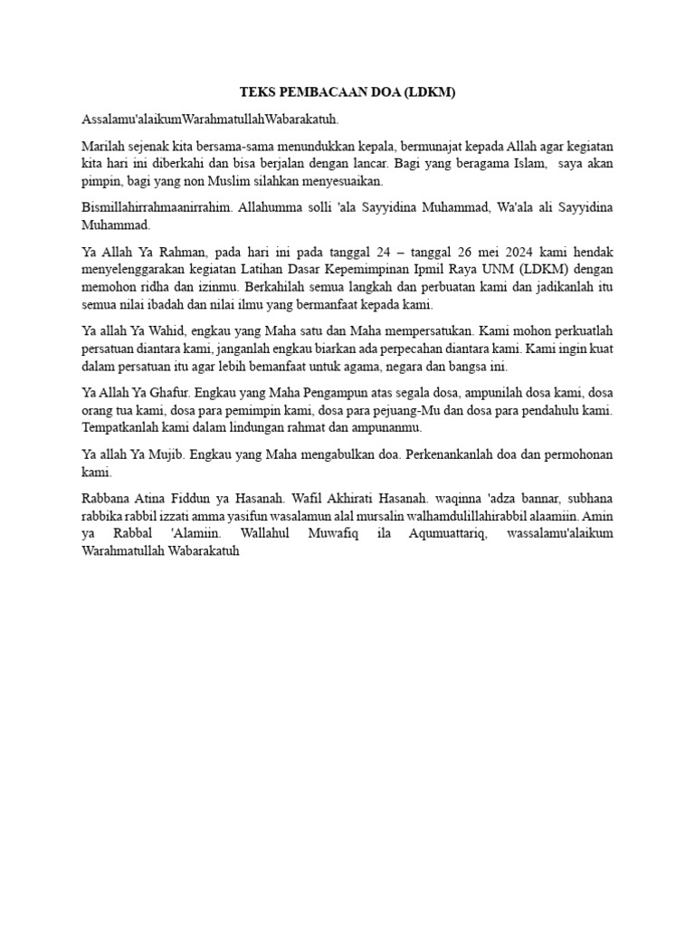 Teks Pembacaan Doa | PDF