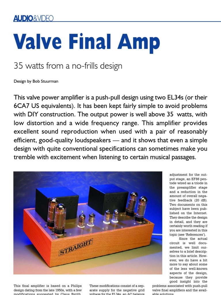 DIY Valve Amplifier Guide | PDF | Transformer | Amplifier