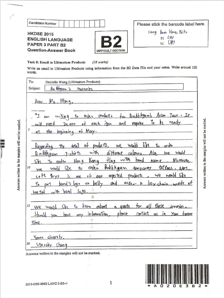 Hkdse 2015 Paper 3 b2 | PDF