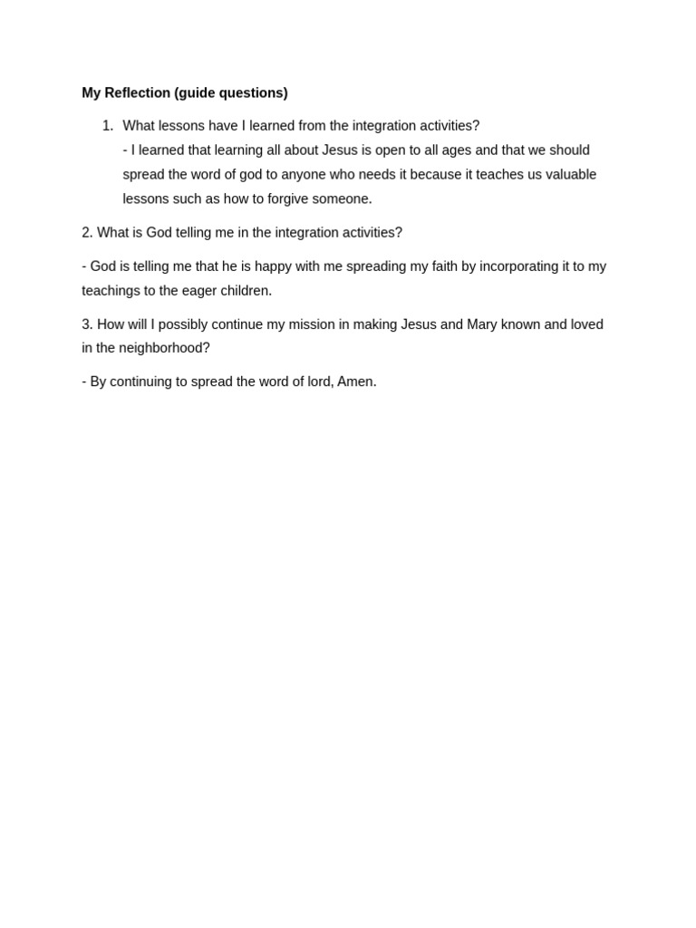 My Reflection, evaluation form for re basta individual shit | PDF