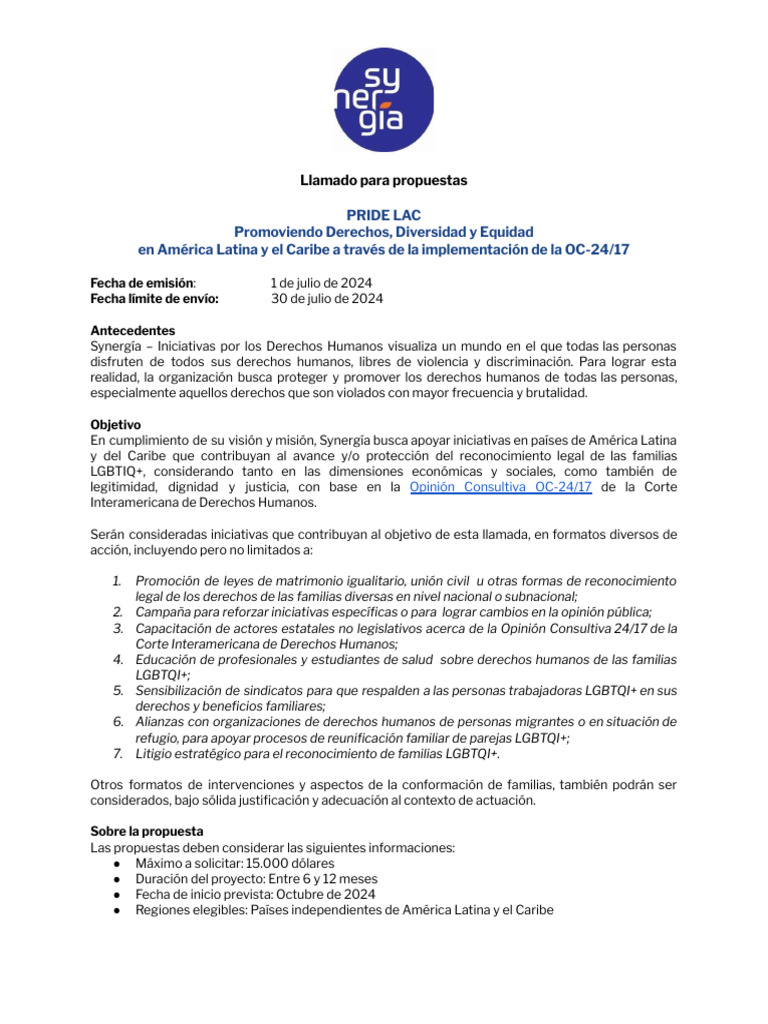 Convocatoria para Propuestas LGBTIQ+ 2024 | PDF | Derechos humanos ...