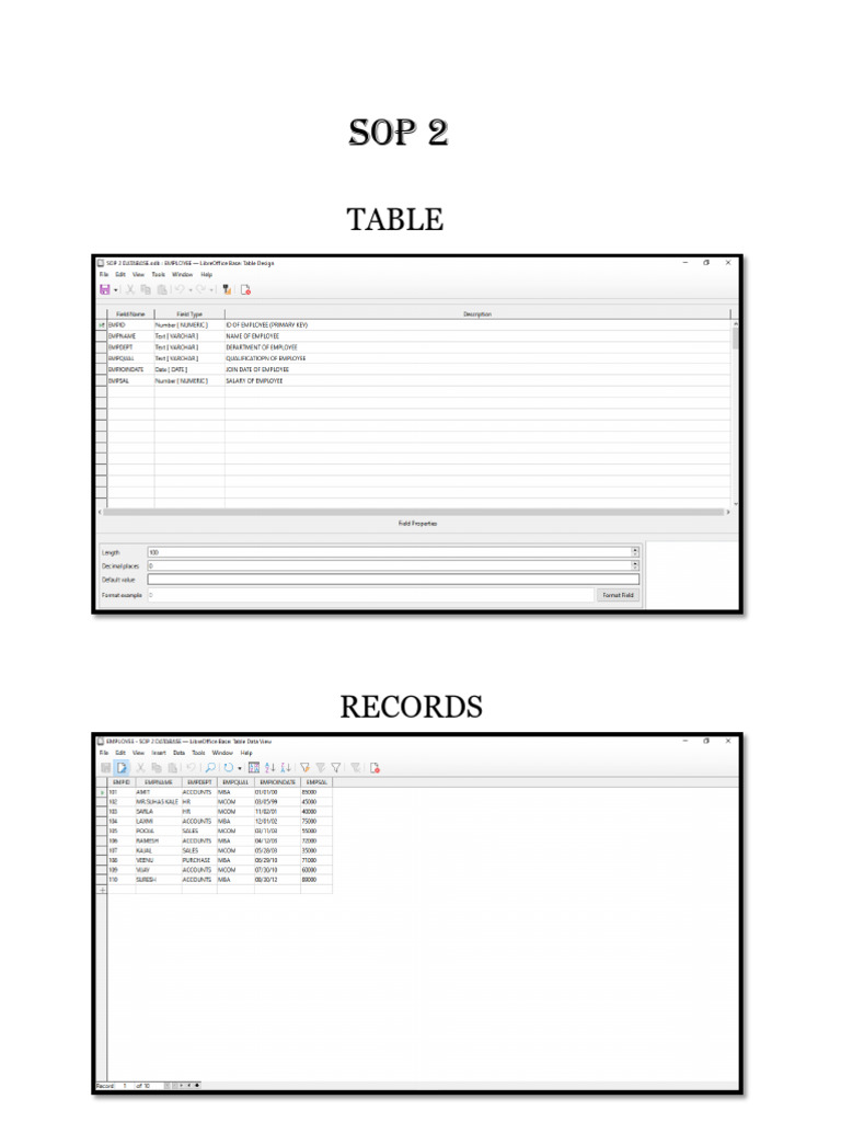 Sop 2 Database Concepts Using Libreoffice Base | PDF