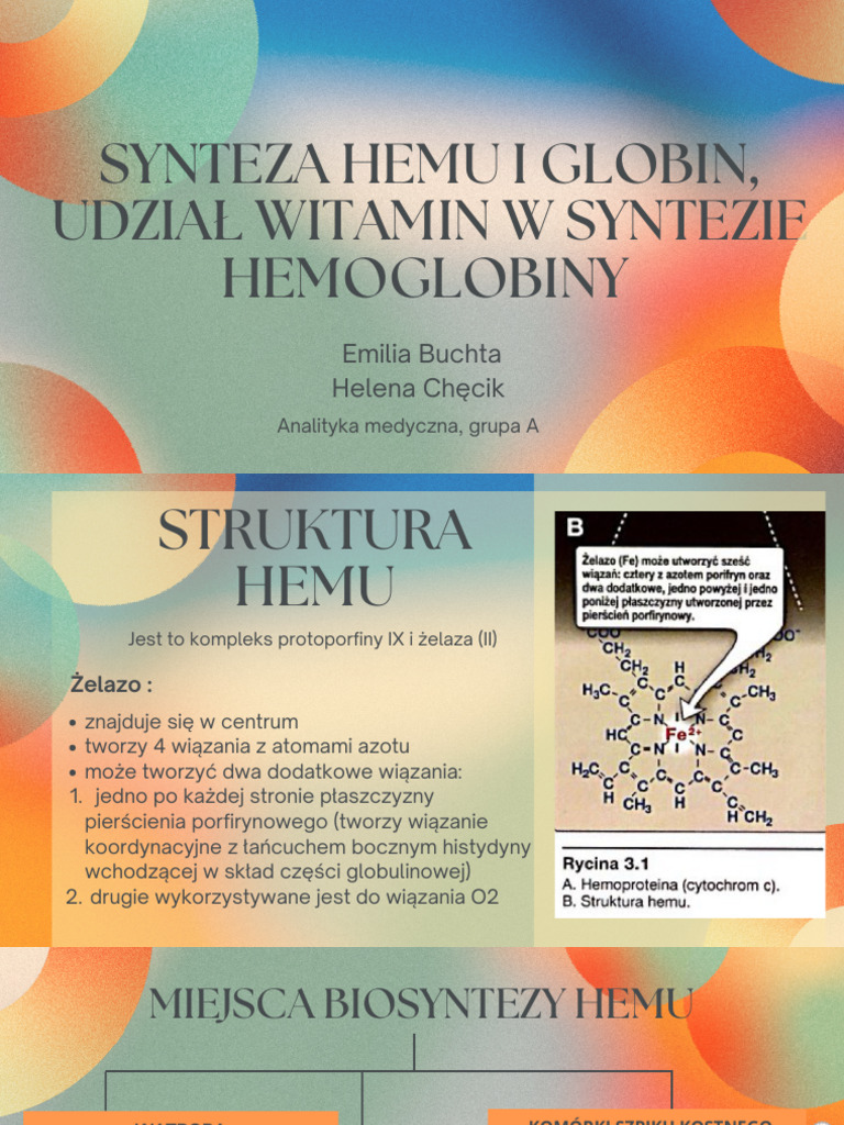 Synteza Hemu I Globin, Udział Witamin | PDF