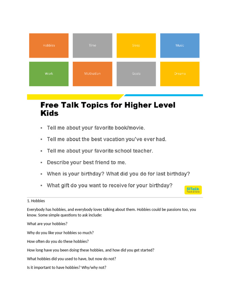 Free Talk Questions | PDF