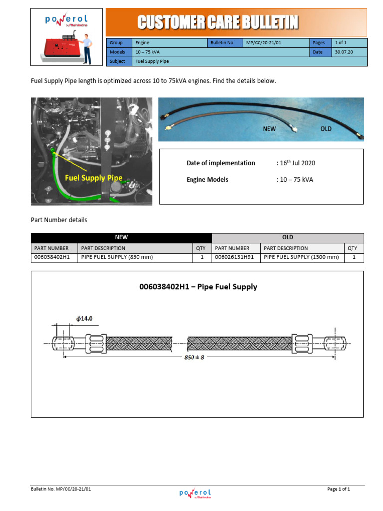 Fuel Supply Pipe | PDF