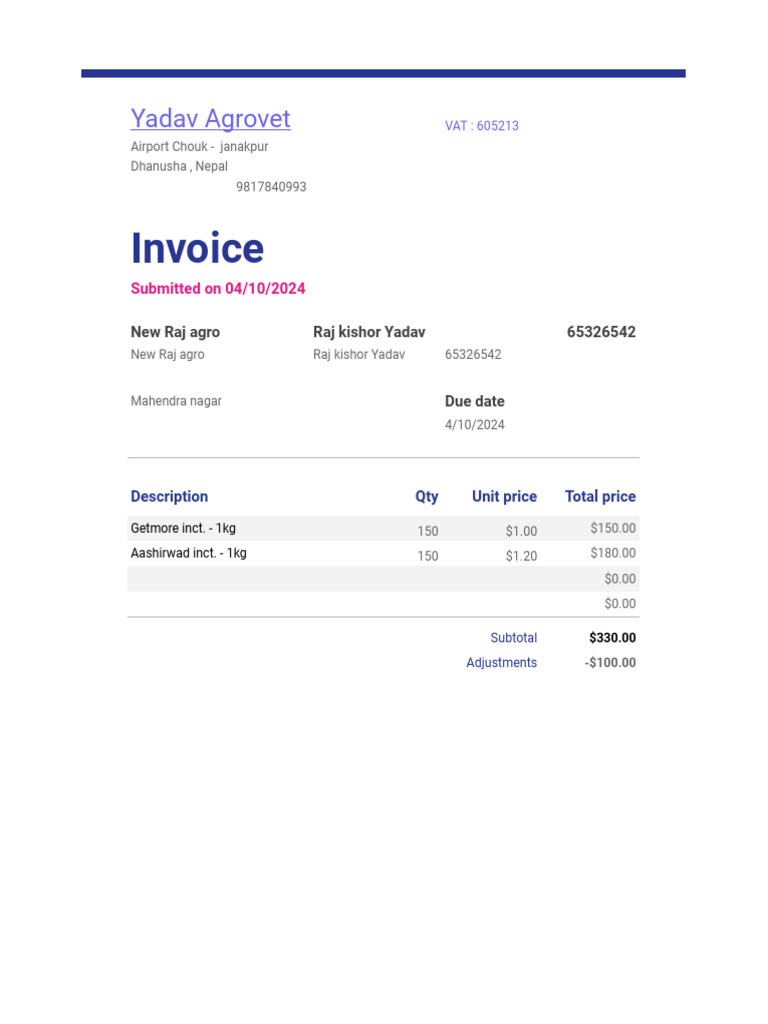 Invoice - Google Sheets | PDF