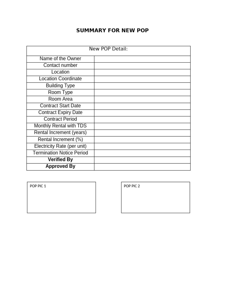 POP Approval Format | PDF