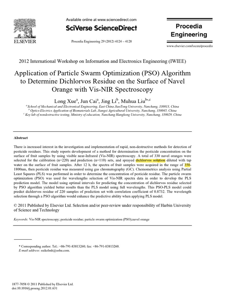 Application Of Particle Swarm Optimization Pso Algorithm To Determine