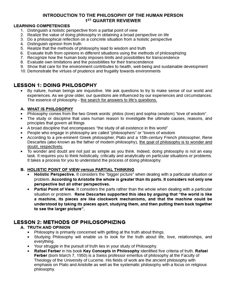 Intro to Philo 1q Reviewer | PDF