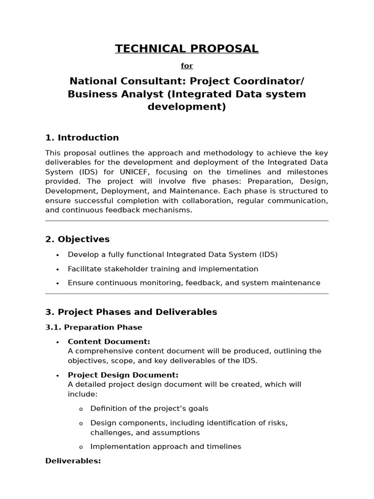 Technical Proposal For IDS Development at UNICEF | PDF
