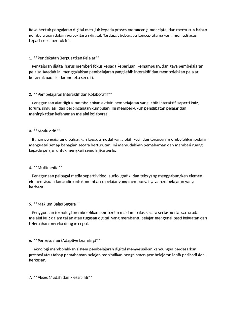 Konsep Reka Bentuk Pengajaran Digital Merujuk Kepada Proses Merancang | PDF