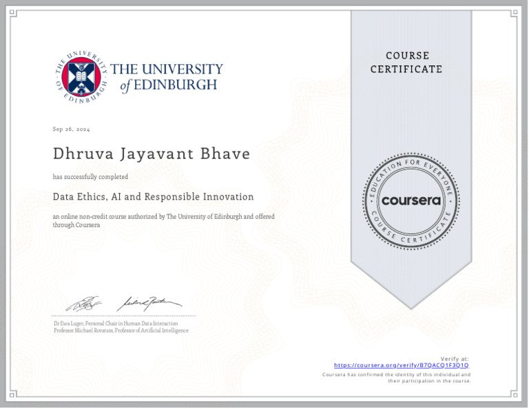 Data Ethics Ai And Responsible Innovation Coursera Certificte Pdf