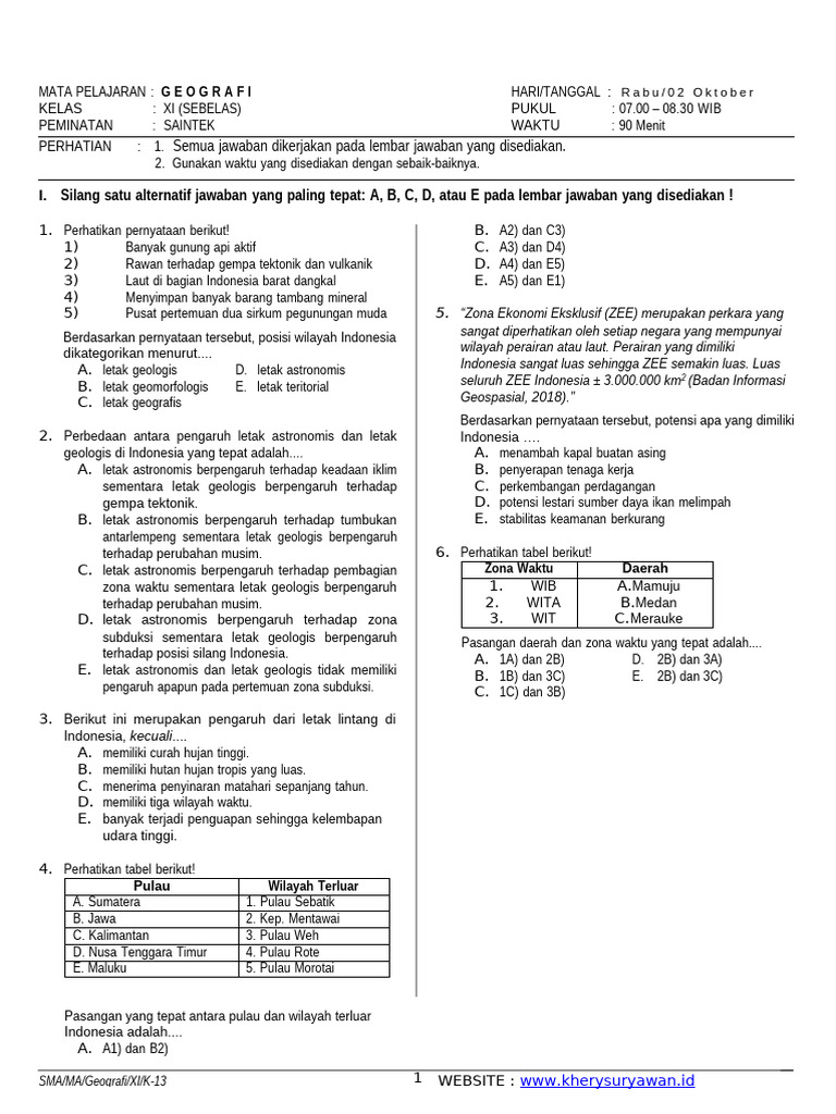 Soal STS Geo Xi | PDF