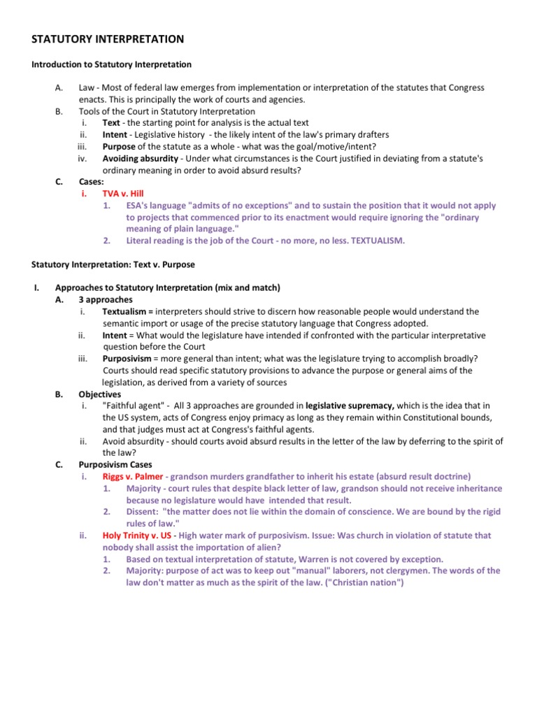 Leg Reg Outline, Red | PDF | Statutory Interpretation | Standard Of Review