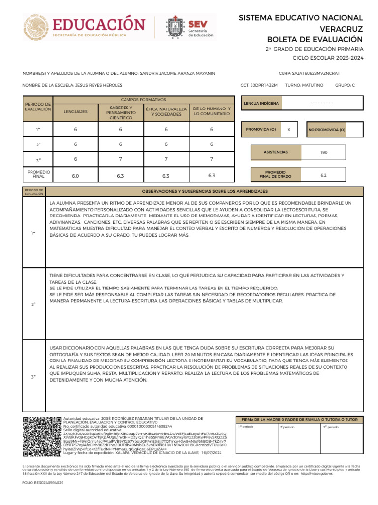 Reporte Evaluación Saja160628mvzncra1 | PDF | Evaluación