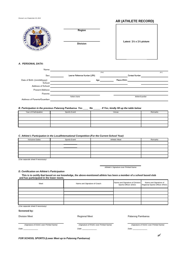 Athlete Record | PDF
